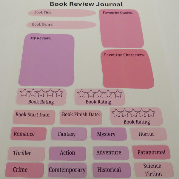 Book Review Sticker Sheet – Craftyfox251